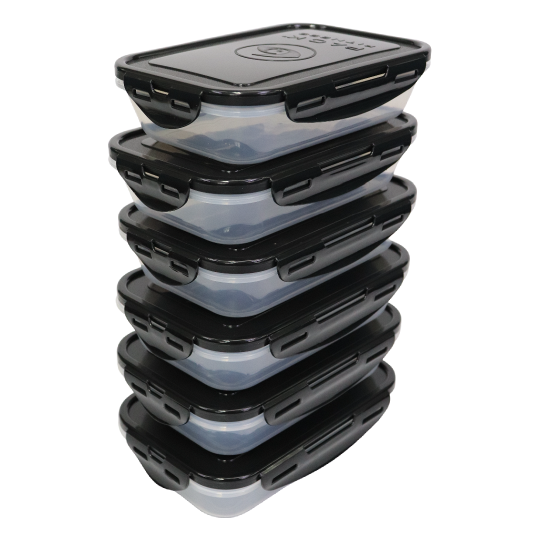 Sure Seal 24 oz. Meal Prep Containers (Set of 6) | Clear/Black – Pure ...
